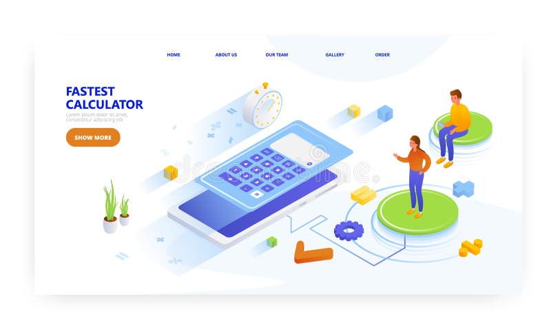 Fastest Calculator, Landing Page Design, Website Banner Vector Template ...