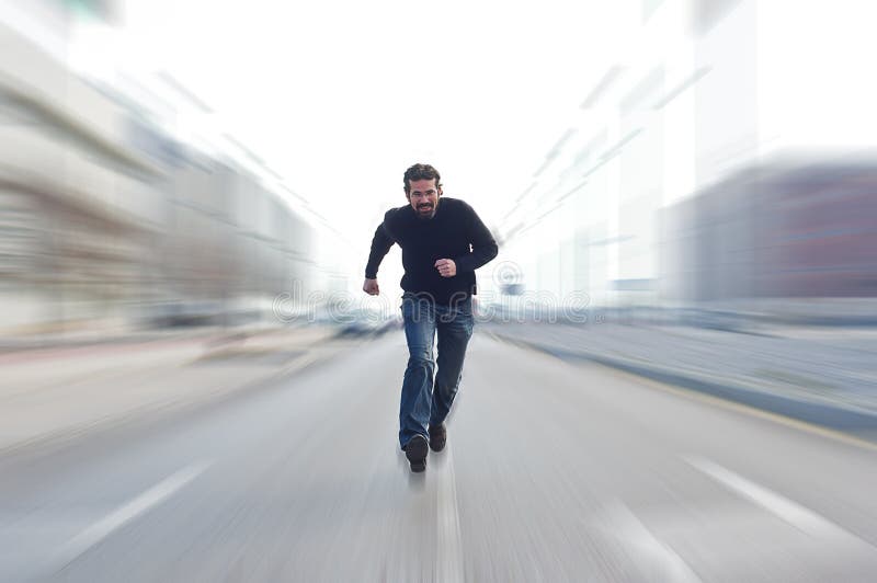 Man Going through a Zebra Crossing Stock Image - Image of zebracrossing ...