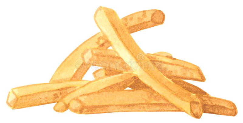 Fastfood, French Fries, Hand Drawn Watercolor Illustration Stock Photo ... Fastfood, French Fries, Hand Drawn Watercolor Illustration Stock Photo ...