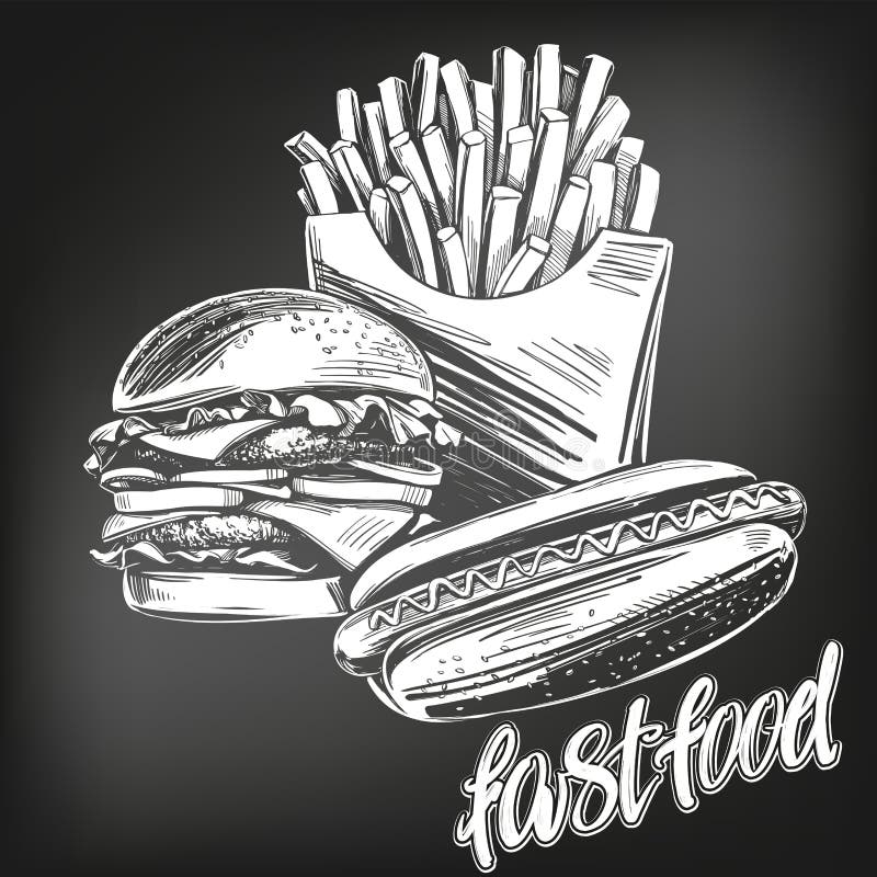 French Fries , Fastfood, Logo, And Drawn Vector Illustration Realistic ... French Fries , Fastfood, Logo, And Drawn Vector Illustration Realistic ...