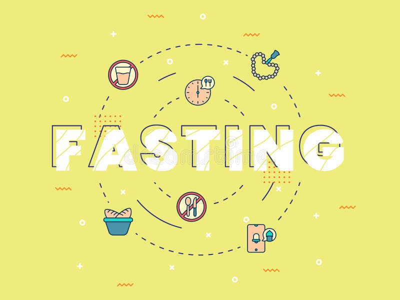 Fasting Word or Big Text with Icon Spread for Ramadan Eid Mubarak Stock ...