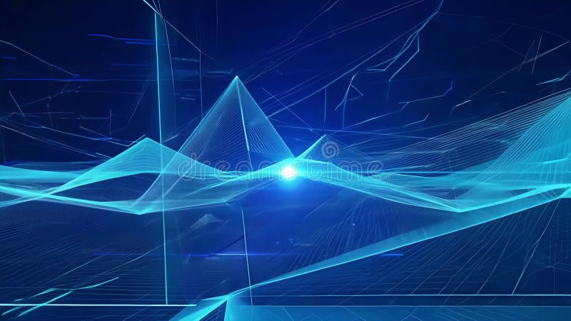 Fastpaced Motion Graphic of a Blue Data Grid with Abstract Moving Lines ...