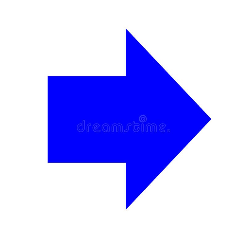 Blue Large Forward or Right Pointing Solid Arrow Icon Sketched As ...