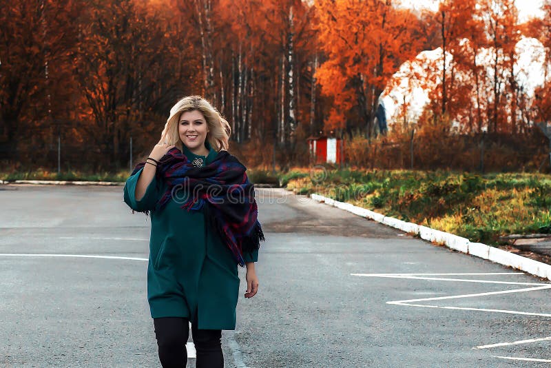Fat Beautiful Girl Outside in Autumn Stock Image - Image of park, body ...
