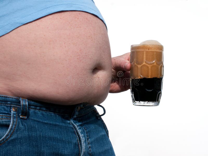 Fat Beer Belly and Dark Ale Stock Image - Image of lifestyle, blue ...
