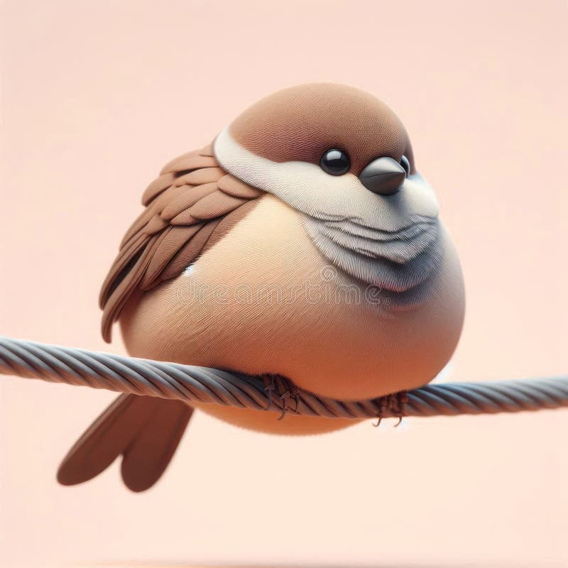 Fat Bird Sitting on a Wire. Stock Illustration - Illustration of sweet ...