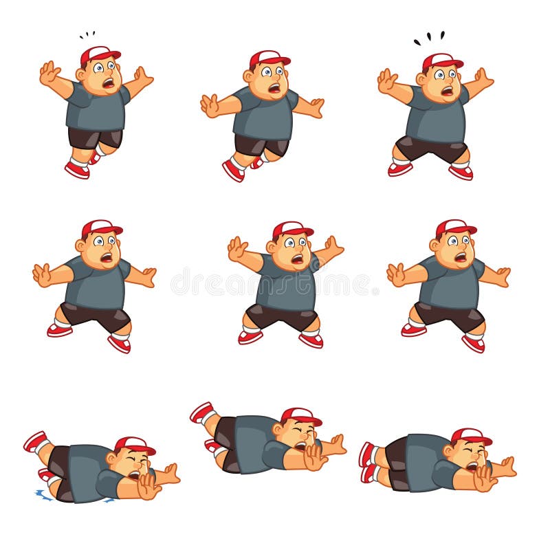 Fat Boy Animation Sprite stock illustration. Illustration of dying ...