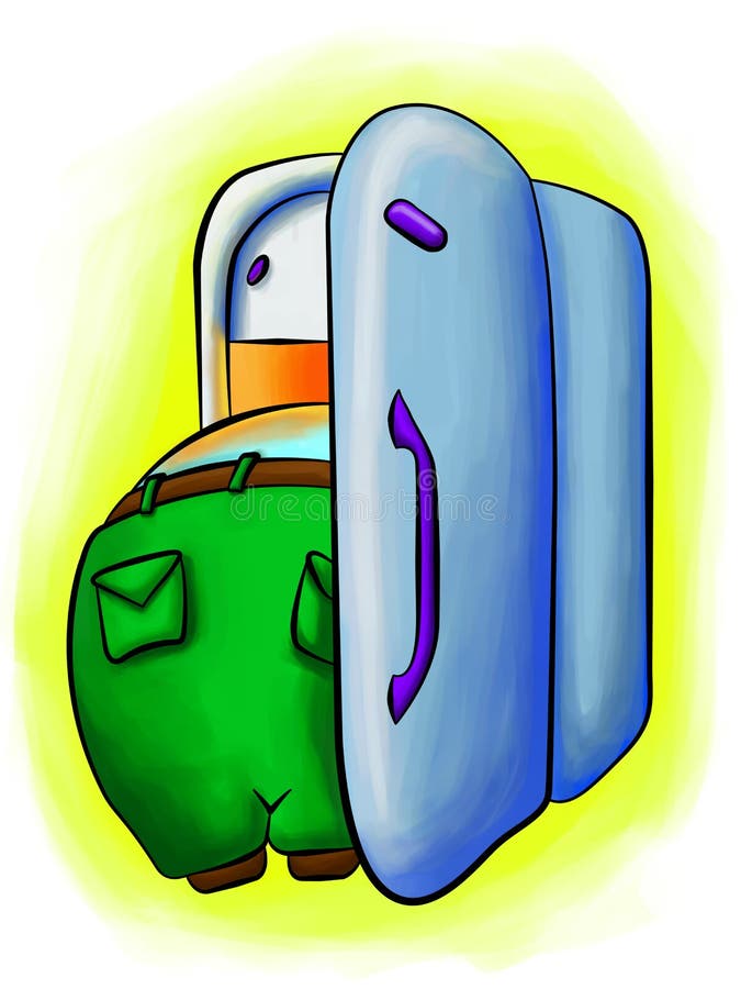 Fat boy deep inside fridge stock illustration. Illustration of ...