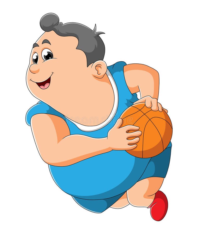 The Fat Boy is Dribbling the Basket Ball Stock Vector - Illustration of ...