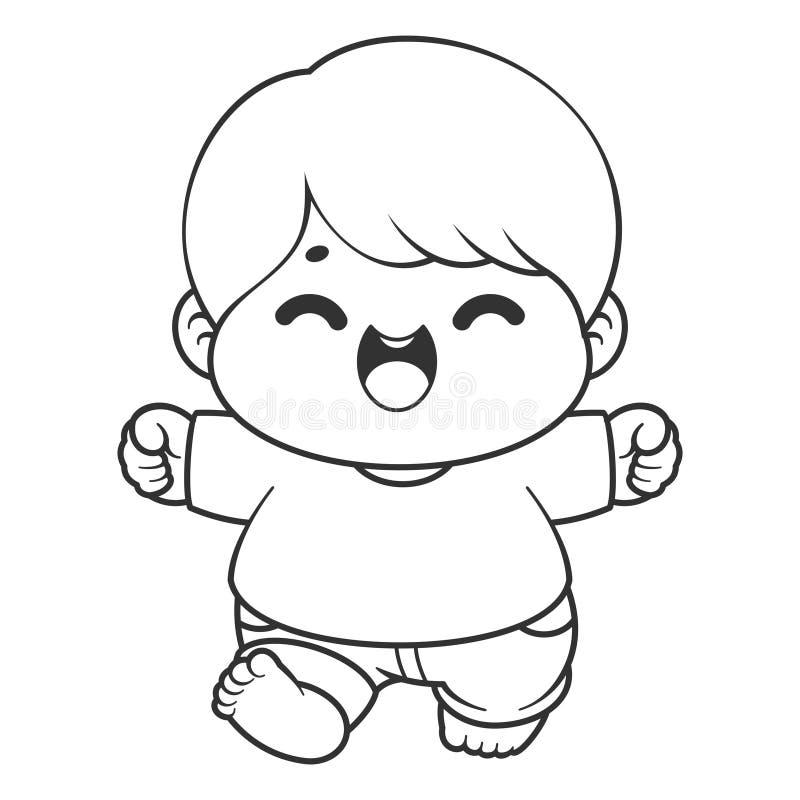 The Fat Boy Felt Very Happy, for Coloring Stock Vector - Illustration ...