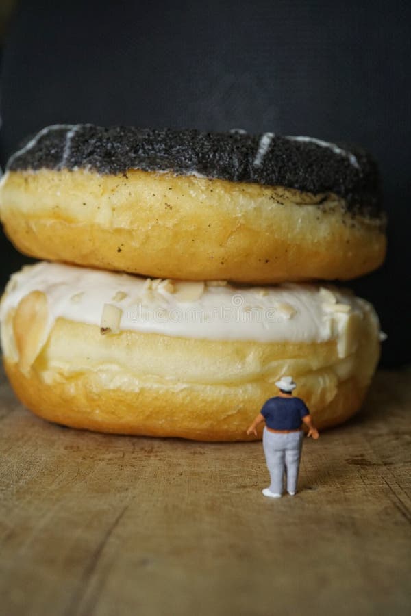 Fat Boy is Happy To See Donuts on the Table Stock Photo - Image of ...