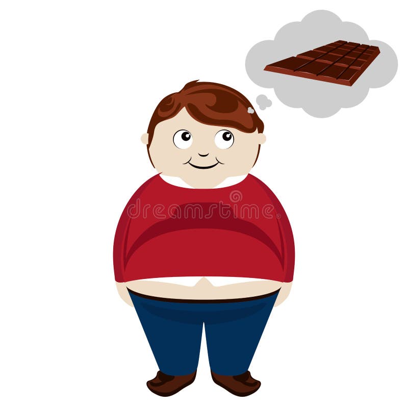 Fat Boy Thinking of a Chocolate Bar Stock Vector - Illustration of ...