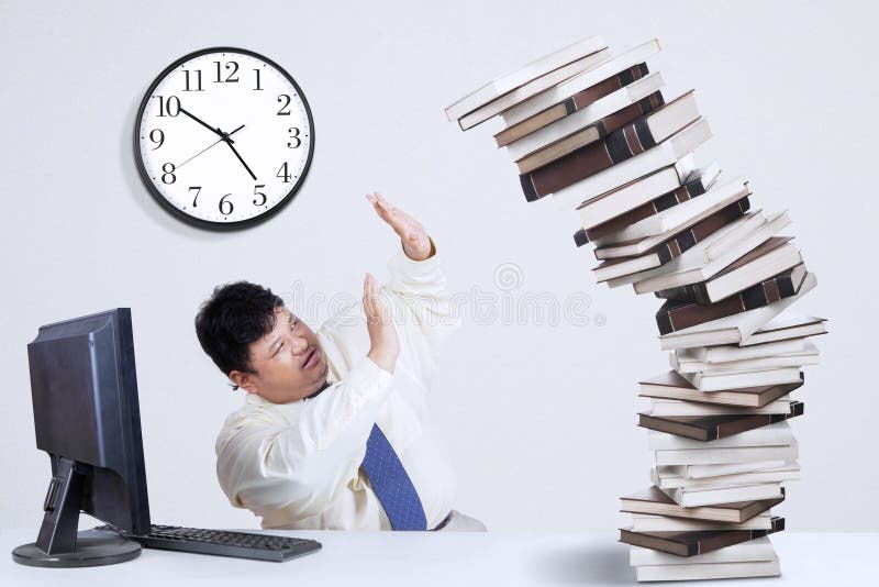 Fat Businessman Having Many Tasks 1 Stock Photo - Image of computer ...