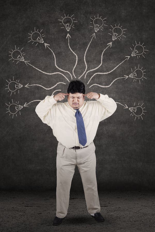 Fat Businessman Thinking Many Ideas Stock Photo - Image of career ...