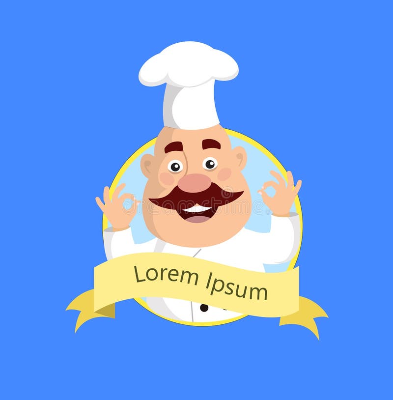 Fat Cartoon Chef Logo Flat Vector Illustration Design Stock Vector ...