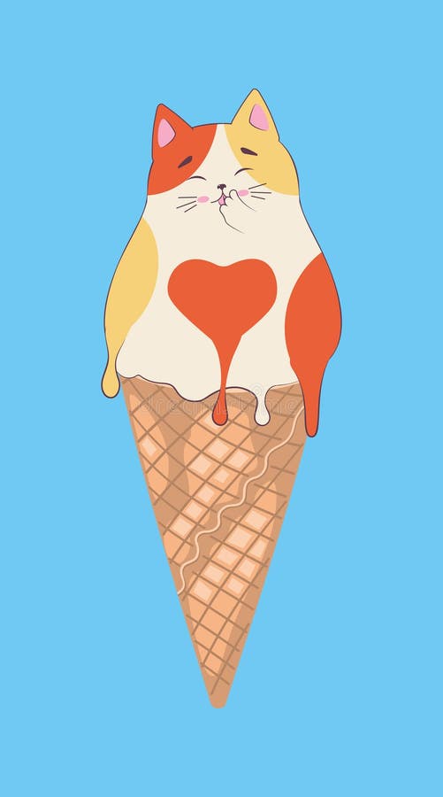 Fat cat ice cream stock vector. Illustration of vector - 282172759
