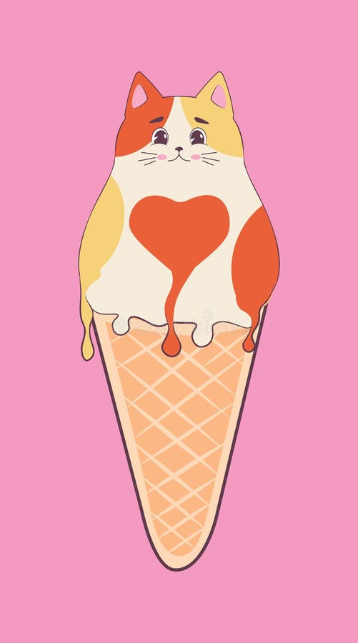 Fat cat ice cream stock vector. Illustration of character - 309673363