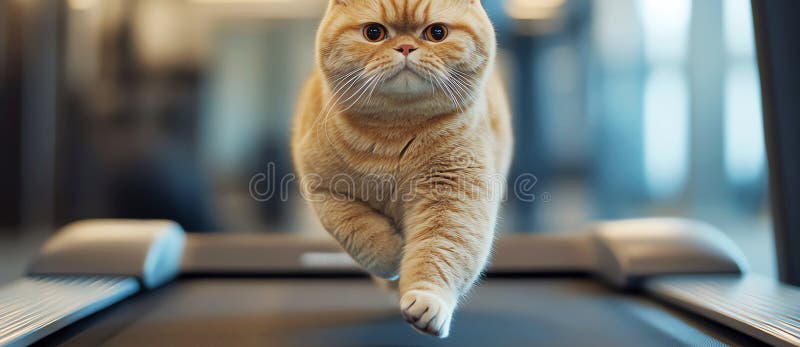 Fat Cat Running on Treadmill, AI Generated Stock Illustration ...