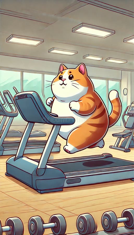 Fat Cat Running on a Treadmill at the Gym. AI Generated Stock ...
