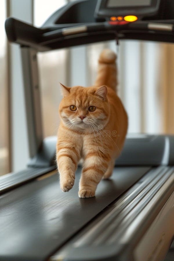 A Fat Cat Runs on a Treadmill Stock Image - Image of activity, fitness ...