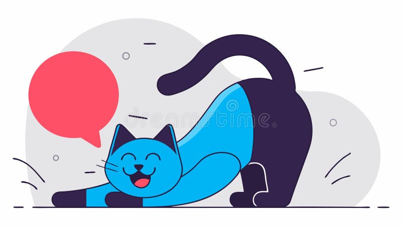 A Fat Cat Stretching with a Happy Face. Flat Style Stock Vector ...
