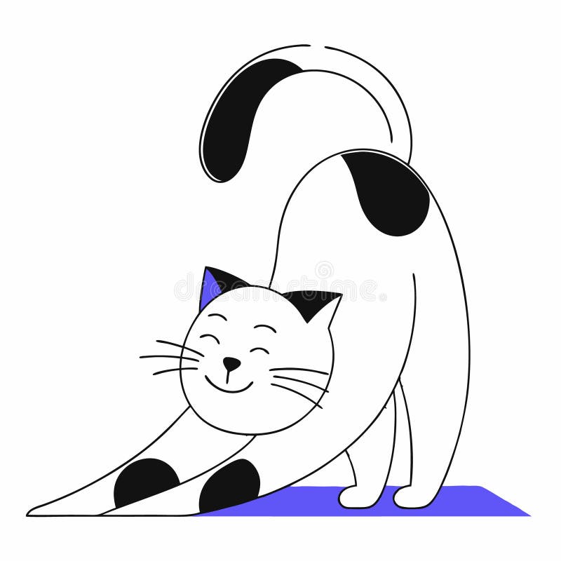A Fat Cat Stretching with a Happy Face. Flat Style Stock Vector ...