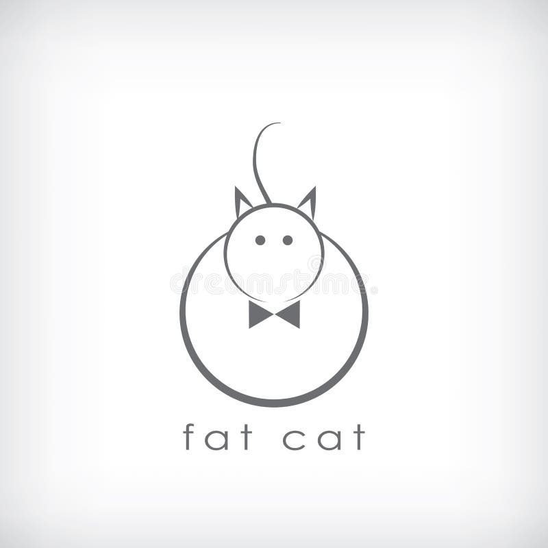 Fat Cat Symbol in Simple Lines Design. Stock Vector - Illustration of ...