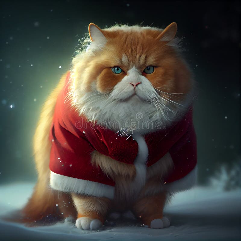 Fat Cat wearing santa suit stock image. Image of empty - 308018759