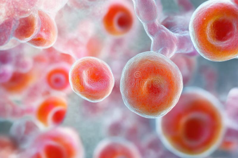 Fat Cell Composition Under Microscope. Stock Illustration ...