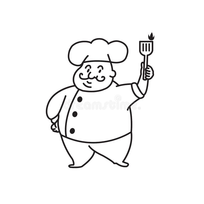 Fat Chef stock vector. Illustration of holding, black - 93998649