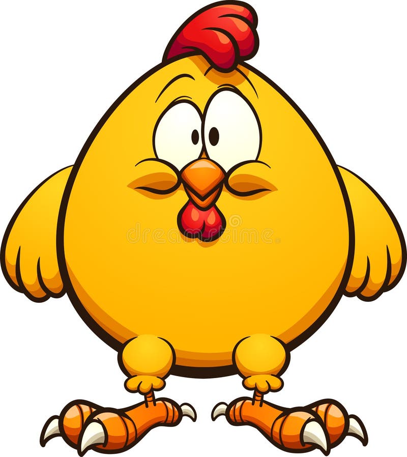 Fat Yellow Cartoon Chicken Standing and Facing Front Stock Vector ...