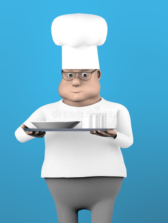 Fat Cook with Tray,3d Render Stock Illustration - Illustration of funny ...
