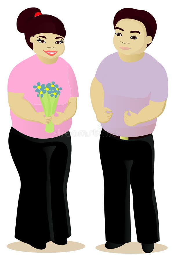 Fat couple happy stock vector. Illustration of cartoon - 84313441