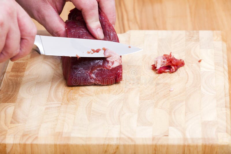 Fat Cut Off on a Piece Beef Tenderloin Stock Photo - Image of cutting ...