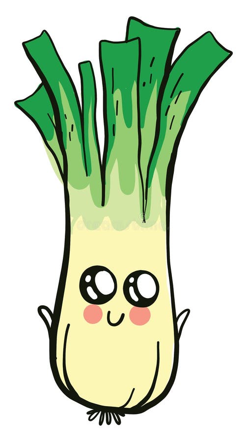 Cute Leek Vegetable Cartoon Illustration Stock Vector - Illustration of ...