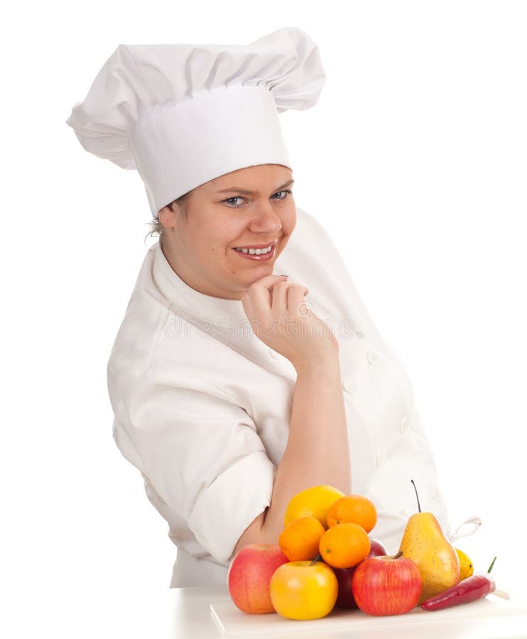 Fat Female Cook with Fruits Stock Photo - Image of cookery, obesity ...