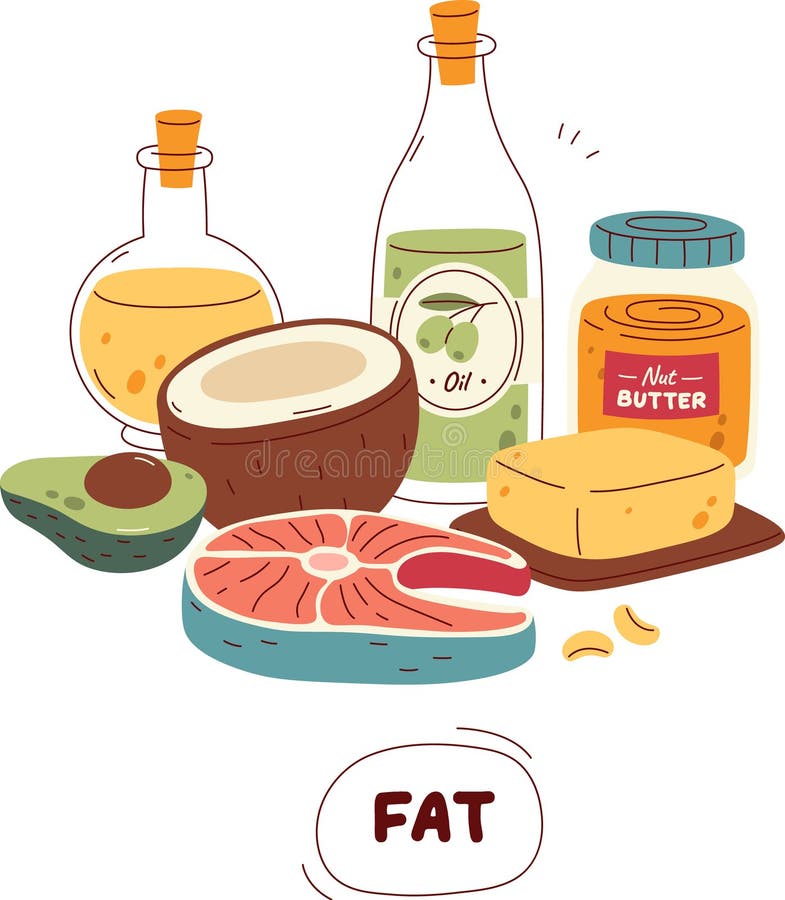Fat Food Group stock vector. Illustration of vegetable - 302337310