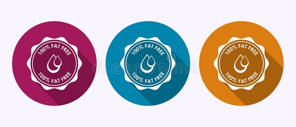 Fat Free Icon Design Illustration. Zero Fat Circle Badge Label in ...