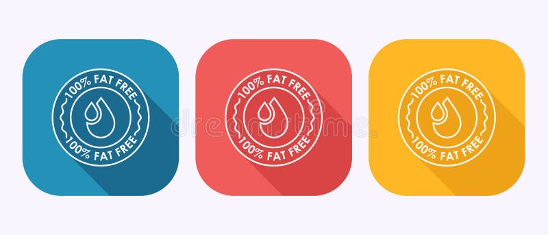 Fat Free Icon Design Illustration. Zero Fat Circle Badge Label in ...