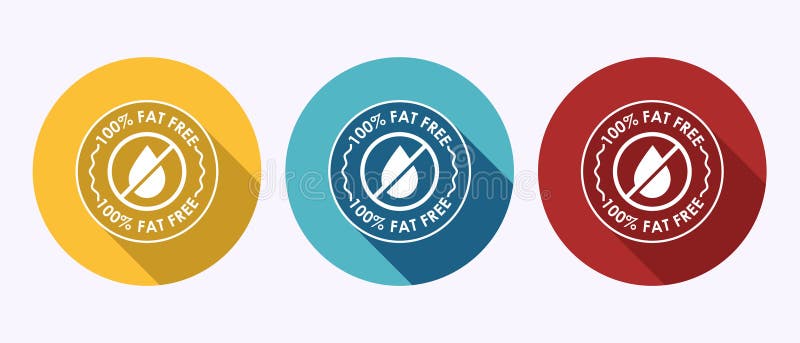 Fat Free Icon Design Illustration. Zero Fat Circle Badge Label in ...