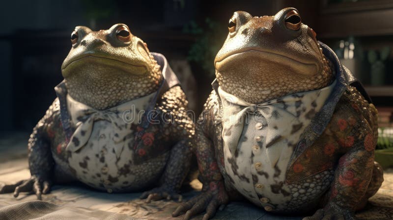 Fat Frogs in the Clothes. Generative Ai Stock Image - Image of fauna ...