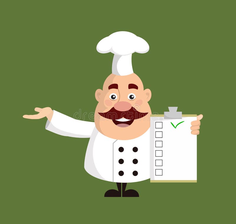 Fat Funny Chef - Showing a Checklist Stock Vector - Illustration of ...
