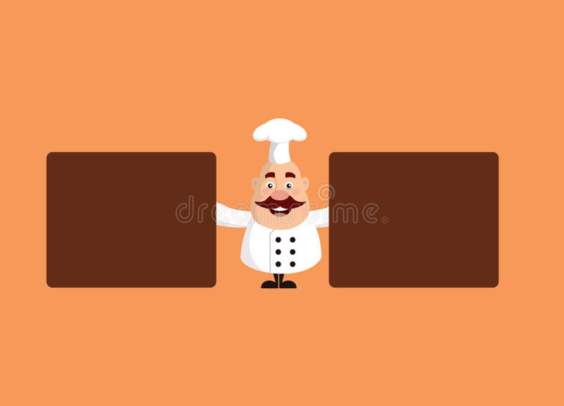 Fat Funny Chef - Standing with Two Boards Stock Vector - Illustration ...
