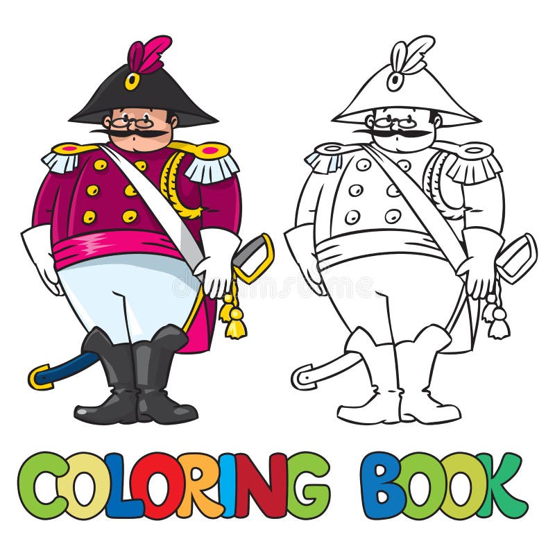 Fat General or Officer. Coloring Book Stock Vector - Illustration of ...