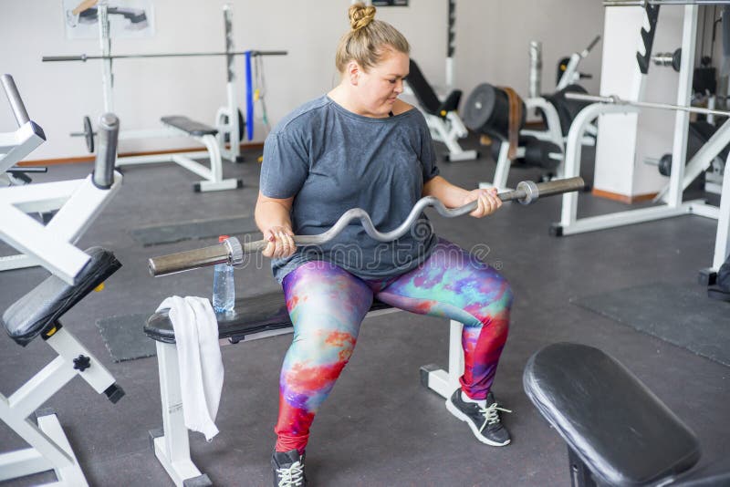 Fat girl in a gym stock image. Image of girl, figure - 101374603