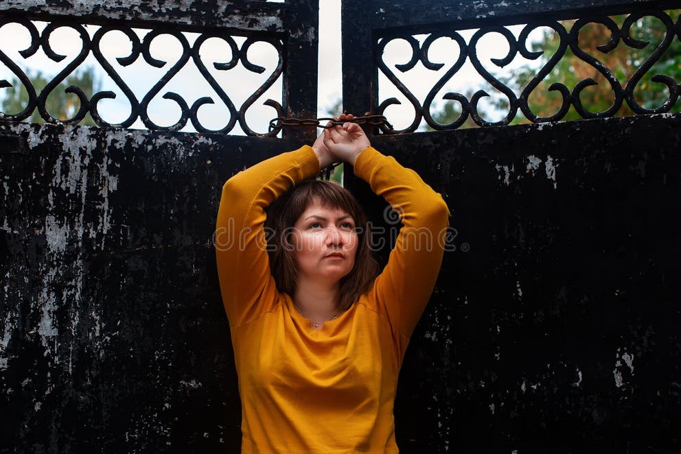 Fat Girl Standing at the Iron Gate Stock Image - Image of city ...