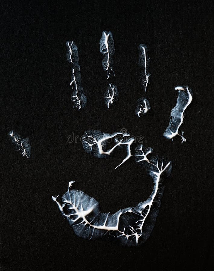 Fat Human Hand Imprint on Black, Vertical Photo Stock Image - Image of ...