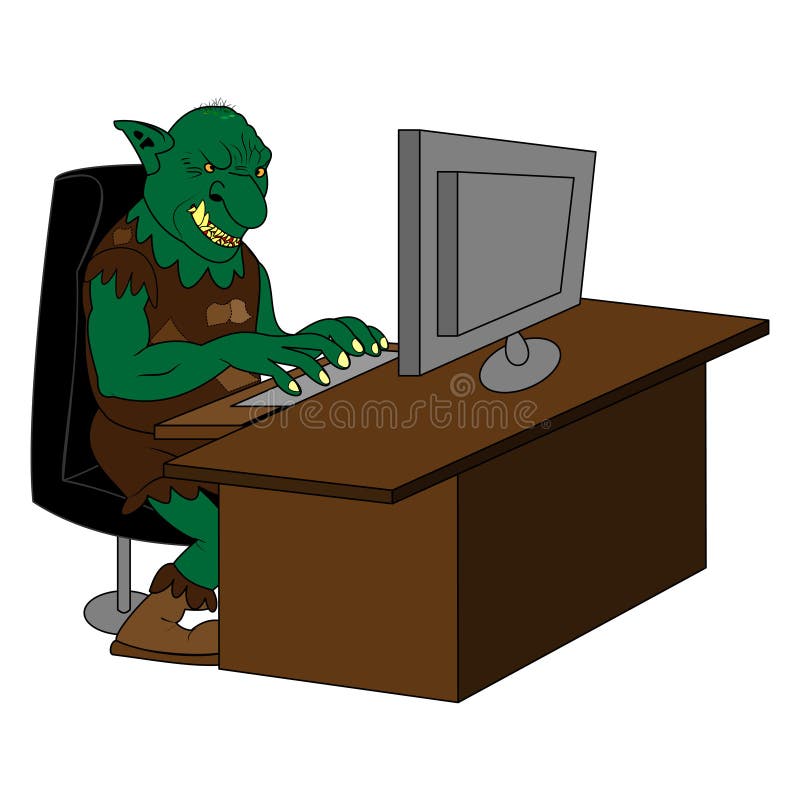 Fat Internet Troll Using a Computer Stock Vector - Illustration of ...