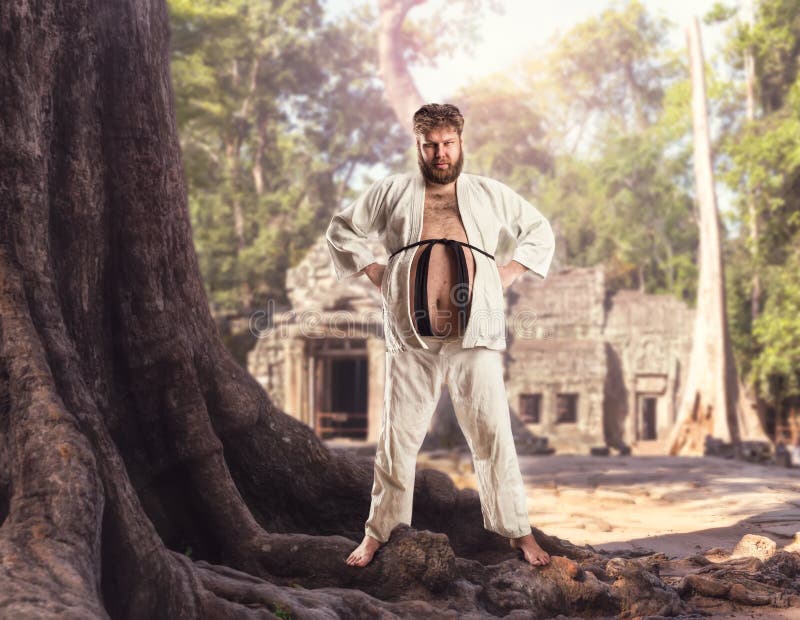 Karate Fighter in Karate Stance Stock Image - Image of meditation ...