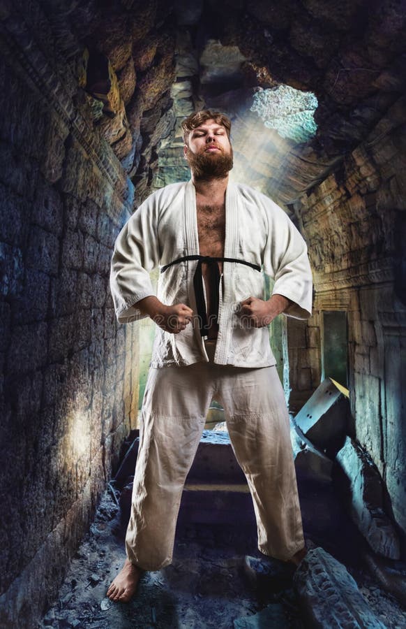 Fat karate fighter stock image. Image of belt, judo, building - 54147061